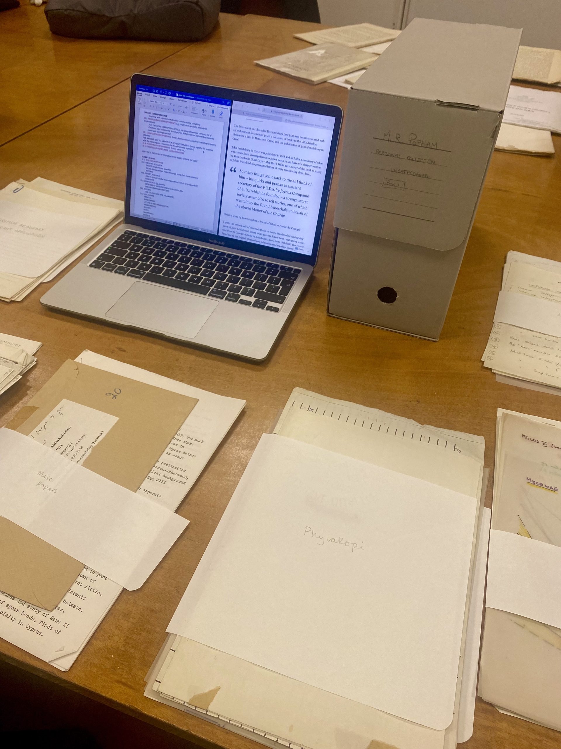 Creating order: first steps in the archival arrangement of the Mervyn R ...